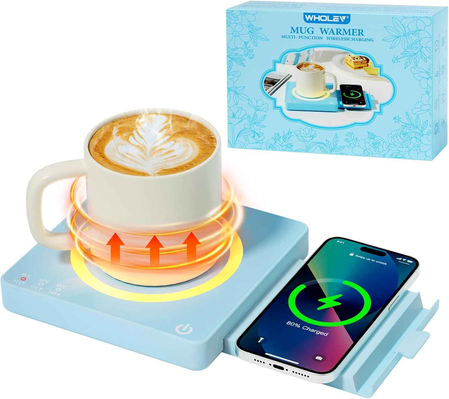 Smart Coffee Mug Warmer – 15W Wireless Charger (Blue) | RayzMart– Rayz Mart